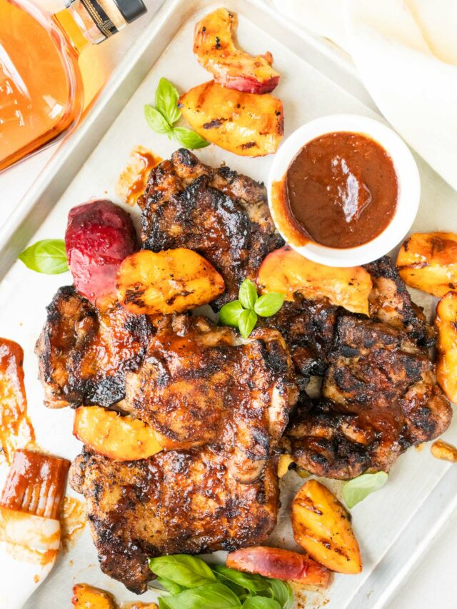Bourbon Peach BBQ Chicken - BEYOND THE NOMS